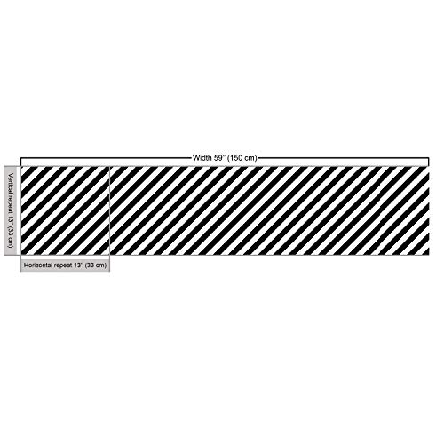 Lunarable Striped Fabric by The Yard, Diagonal Stripes Monochrome Pattern Abstract Geometric Elements Retro Inspirations, Decorative Fabric for Upholstery and Home Accents, 1 Yard, Black and White