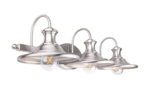 lit-path 3 light bathroom vanity light fixture, wall sconce, e26 base 60w max for each, plating nickel finish, bulbs not included