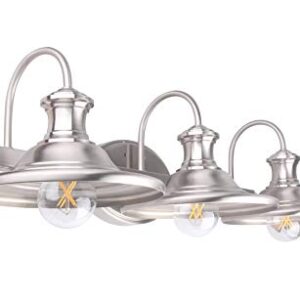 LIT-PaTH 3 Light Bathroom Vanity Light Fixture, Wall Sconce, E26 Base 60W Max for Each, Plating Nickel Finish, Bulbs not Included