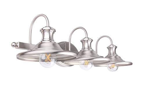 LIT-PaTH 3 Light Bathroom Vanity Light Fixture, Wall Sconce, E26 Base 60W Max for Each, Plating Nickel Finish, Bulbs not Included