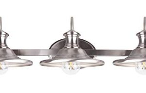 LIT-PaTH 3 Light Bathroom Vanity Light Fixture, Wall Sconce, E26 Base 60W Max for Each, Plating Nickel Finish, Bulbs not Included