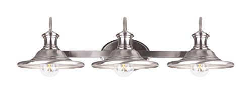 LIT-PaTH 3 Light Bathroom Vanity Light Fixture, Wall Sconce, E26 Base 60W Max for Each, Plating Nickel Finish, Bulbs not Included