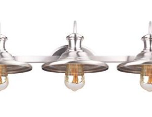 LIT-PaTH 3 Light Bathroom Vanity Light Fixture, Wall Sconce, E26 Base 60W Max for Each, Plating Nickel Finish, Bulbs not Included