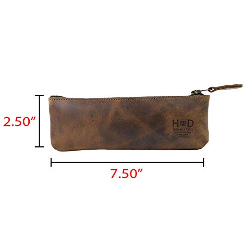 Hide & Drink, Pencil Pouch Handmade from Full Grain Leather - Bourbon Brown