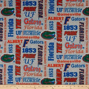 ncaa florida gators fleece heather verbiage, fabric by the yard