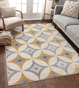 well woven greyson scanadnavian retro diamond geometric grey & gold area rug 8x11 (7'10" x 9'10")