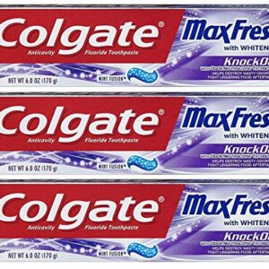 Colgate Max Fresh Toothpaste - KnockOut - With Odor Neutralizing Technology - Net Wt. 6 OZ (170 g) Per Tube - Pack of 3 Tubes