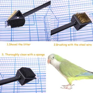 Bonaweite Stainless Steel Triangle Bird Cleaning Brush, Multi-Function Three-in-one Long Handle Brush, Pet Supply Cage Accessory for Parrot Birds …