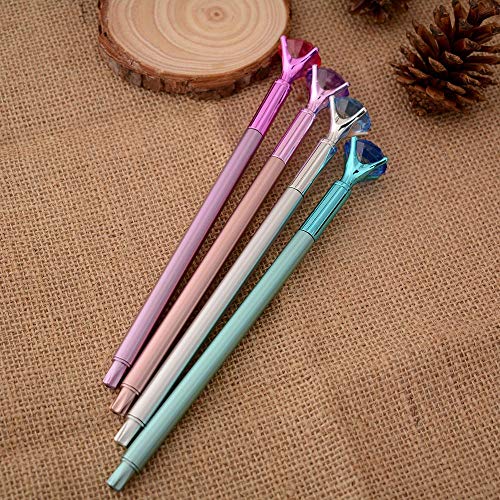 8pcs Kawaii Ballpoint Pen Big Gem Crystal Bling Metallic Ball Pen Gel Ink Pen Student Pens Rollerball Pens For Student Gift Stationery School Office Supplies, 0.5mm Black Ink