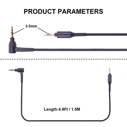 Replacement WH-1000XM4 WH-1000XM3 Aux Headphone Audio Cable Cord Compatible with Sony WH-1000xm5 WH-1000xm4 WH-1000xm3 WH-ch510 WH-ch710n WH-ch700n WH-1000xm WH-xb910n Wireless Headphones (Black)