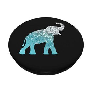 Silver light Blue Elephant on Black PopSockets Swappable PopGrip