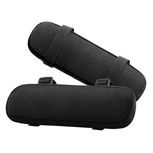 MoKo Office Chair Armrest Pads, Foam Soft Elbow Pillow - Universal Chair Arm Covers for Elbows and Forearms Pressure Relief - Black(2 Pack)