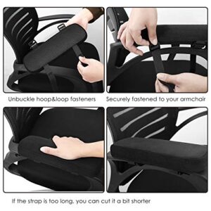 MoKo Office Chair Armrest Pads, Foam Soft Elbow Pillow - Universal Chair Arm Covers for Elbows and Forearms Pressure Relief - Black(2 Pack)