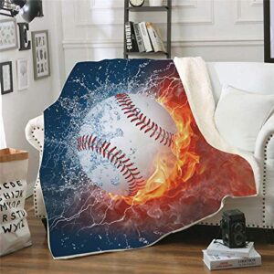 Irisbell Baseball Blanket Thicked Soft Fleece Sherpa Throw Blankets - Baseball, 80'' x 60''