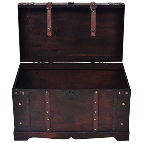 Festnight Treasure Chest Wood Storage Box Trunk Cabinet Collection Furniture Decor 26" x 15" x 15.7" (L x W x H)