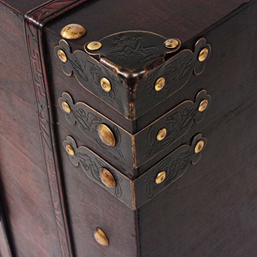 Festnight Treasure Chest Wood Storage Box Trunk Cabinet Collection Furniture Decor 26" x 15" x 15.7" (L x W x H)