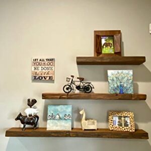 Floating, Wood Shelf, Reclaimed, Rustic, Shelves, 1800's, Antique, Vintage, Patented Easy Hang, 2" Thick x 7" deep x 36", Set of Two, Medium Brown