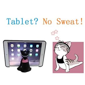 Alpha Go Cell Phone Holder, Yoga Black Cat Smartphone Stand, Dock, Cradle, Compatible with iPhone, All Android Smartphone Charging, Desktop Accessories Pal