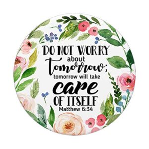 Matthew 6:34 Bible Verse & Flowers on Black Base PDTF0016 PopSockets PopGrip: Swappable Grip for Phones & Tablets