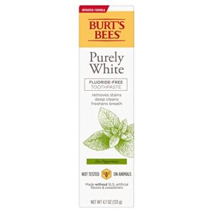 Burt's Bees, Toothpaste Fluoride Free Purely White Zen oz, Peppermint, 4.7 Ounce