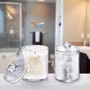 Qtip Dispenser Q-tip Holder Apothecary Jars Bathroom,Premium Quality Clear Plastic Acrylic Container for Q-Tips,Cotton Swab,Cotton Ball,Cotton Rounds,Floss Picks |Small,10 oz,Set of 2