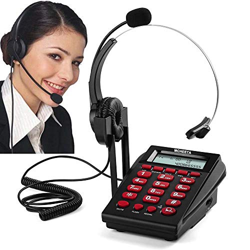 Corded Phone Headset, MCHEETA Call Center Telephone Headset with Dialpad, Noise Cancelling Phone Headsets for Office/House Phones