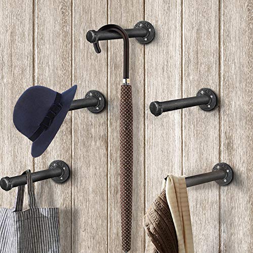 Acrux7 4Pack 12 Inch Wall Mount Clothing Rack Industrial Pipe Clothes Bar, Face Out Clothing Rod, DIY Shelving Brackets Hanging Custom Pipe Brackets for Retail Display