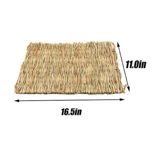 Tfwadmx Rabbit Grass Mat,16.5''x11'' Large Natural Woven Seagrass Mat Bunny Bed Chew Mat Sleep for Chinchillas Guinea Pigs Ferret Guinea-Pig and Small Animals -2 Pcs