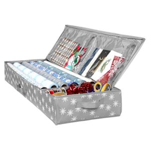 wrapping paper storage container – fits up to 27 rolls 1 3/8” diam. - underbed gift wrap organizer bags, wrapping paper rolls, ribbon, and bows - under bed- durable material 600d - up to 40” rolls