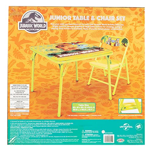 Jurassic World Table & Chair Set Kids Table, 20" L x 20" W x 16.4" H