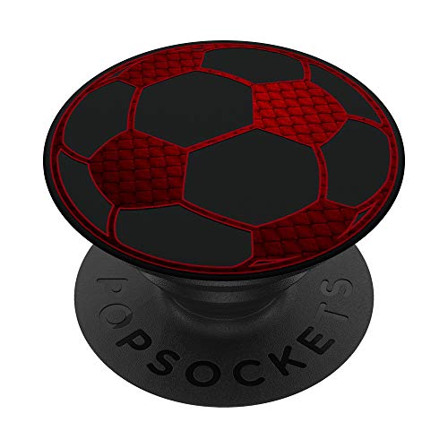 Red Soccer Ball On Black PopSockets Swappable PopGrip