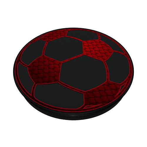 Red Soccer Ball On Black PopSockets Swappable PopGrip