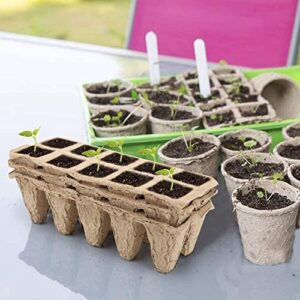 GROWNEER 120 Cells Peat Pots Seed Starter Trays, 12 Packs Biodegradable Seedling Pots Germination Trays, Organic Plant Starter Kit with 15 Pcs Plant Labels