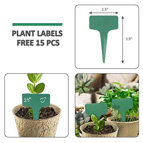 GROWNEER 120 Cells Peat Pots Seed Starter Trays, 12 Packs Biodegradable Seedling Pots Germination Trays, Organic Plant Starter Kit with 15 Pcs Plant Labels