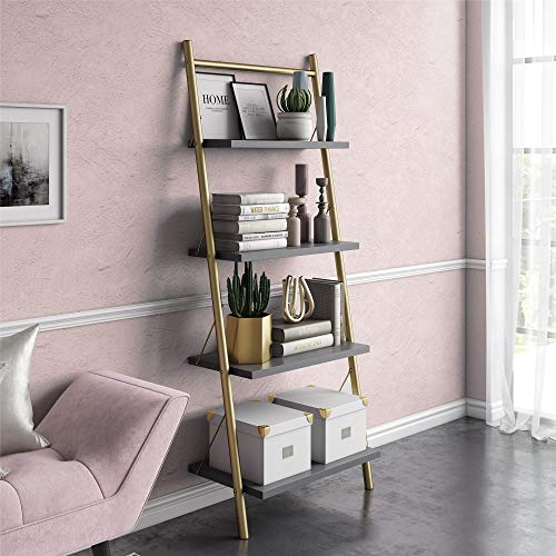 Nova 4 Shelf Ladder Bookcase, Graphite Gray