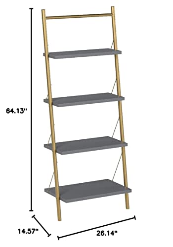 Nova 4 Shelf Ladder Bookcase, Graphite Gray