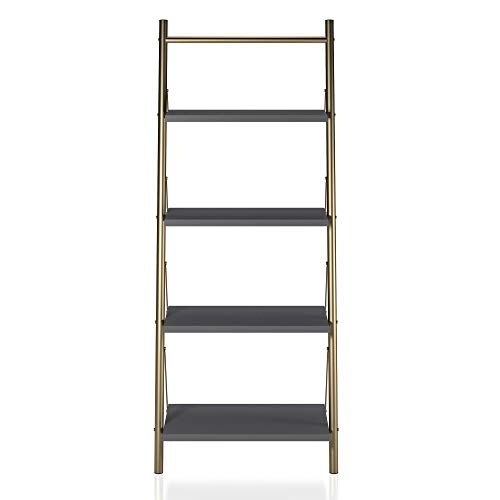 Nova 4 Shelf Ladder Bookcase, Graphite Gray