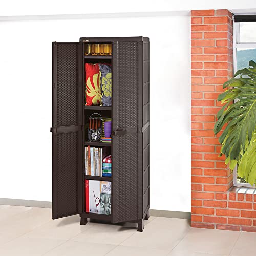 Rimax Resin Wicker Storage Cabinet, Large, Brown