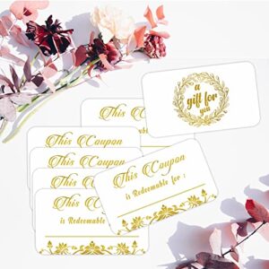 PARTH iMPEX 50 Coupon Cards - Gold Foil Stamping 3.5"x2" Blank Gift Certificates Redeem Vouchers