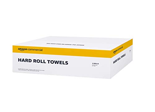 AmazonCommercial 1-Ply White Hardwound Paper Towels|Bulk for Business|High Capacity Roll|Compatible with Universal Dispensers|FSC Certified|800 Feet per Roll, Pack of 6