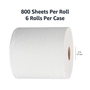 AmazonCommercial 1-Ply White Hardwound Paper Towels|Bulk for Business|High Capacity Roll|Compatible with Universal Dispensers|FSC Certified|800 Feet per Roll, Pack of 6