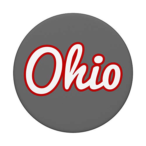 State of Ohio Script Logo Grey Red White PopSockets PopGrip: Swappable Grip for Phones & Tablets