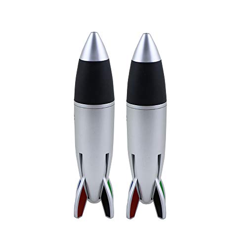 VNFLY 2-Pack Rocket Pens, 4-Color Ballpoint Pen, Fat Pens, Jumbo Pens with Rubber Grip (Silver)