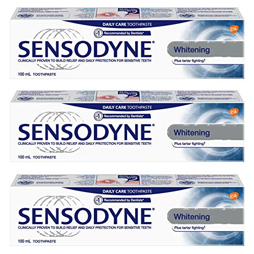 Sensodyne Sensitivity Toothpaste for Sensitive Teeth, Whitening Plus Tartar Control, 100ml (Pack of 3)