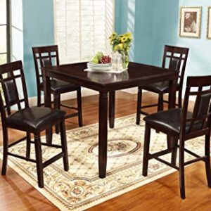 GTU Furntiure 5Pc Counter Height Dark Bown Wood Table Set