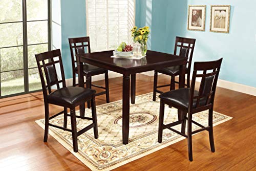 GTU Furntiure 5Pc Counter Height Dark Bown Wood Table Set