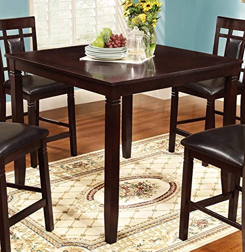 GTU Furntiure 5Pc Counter Height Dark Bown Wood Table Set