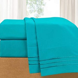 Elegant Comfort Luxury 4-Piece Bed Sheet Set - Luxury Bedding 1500 Thread Count Egyptian Quality, Wrinkle Resistant Cool & Breathable, Easy Elastic Fitted, King, Teal