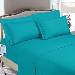 Elegant Comfort Luxury 4-Piece Bed Sheet Set - Luxury Bedding 1500 Thread Count Egyptian Quality, Wrinkle Resistant Cool & Breathable, Easy Elastic Fitted, King, Teal