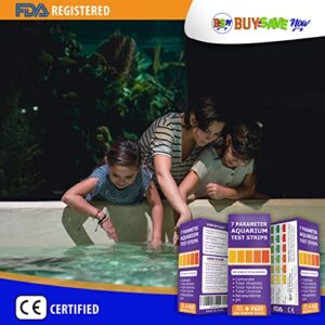 7 in 1 Aquarium Test Strips. Fish Water Test Strip. Freshwater Testing Kit for Betta and Marine Aquaponics. Tank pH Test Kit with Nitrate, Total Chlorine, Hardness, Alkalinity, Carbonate Tests.